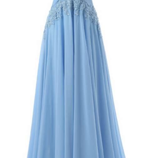 Black Lace Appliqué Chiffon A Line Long Prom Dress With Illusion